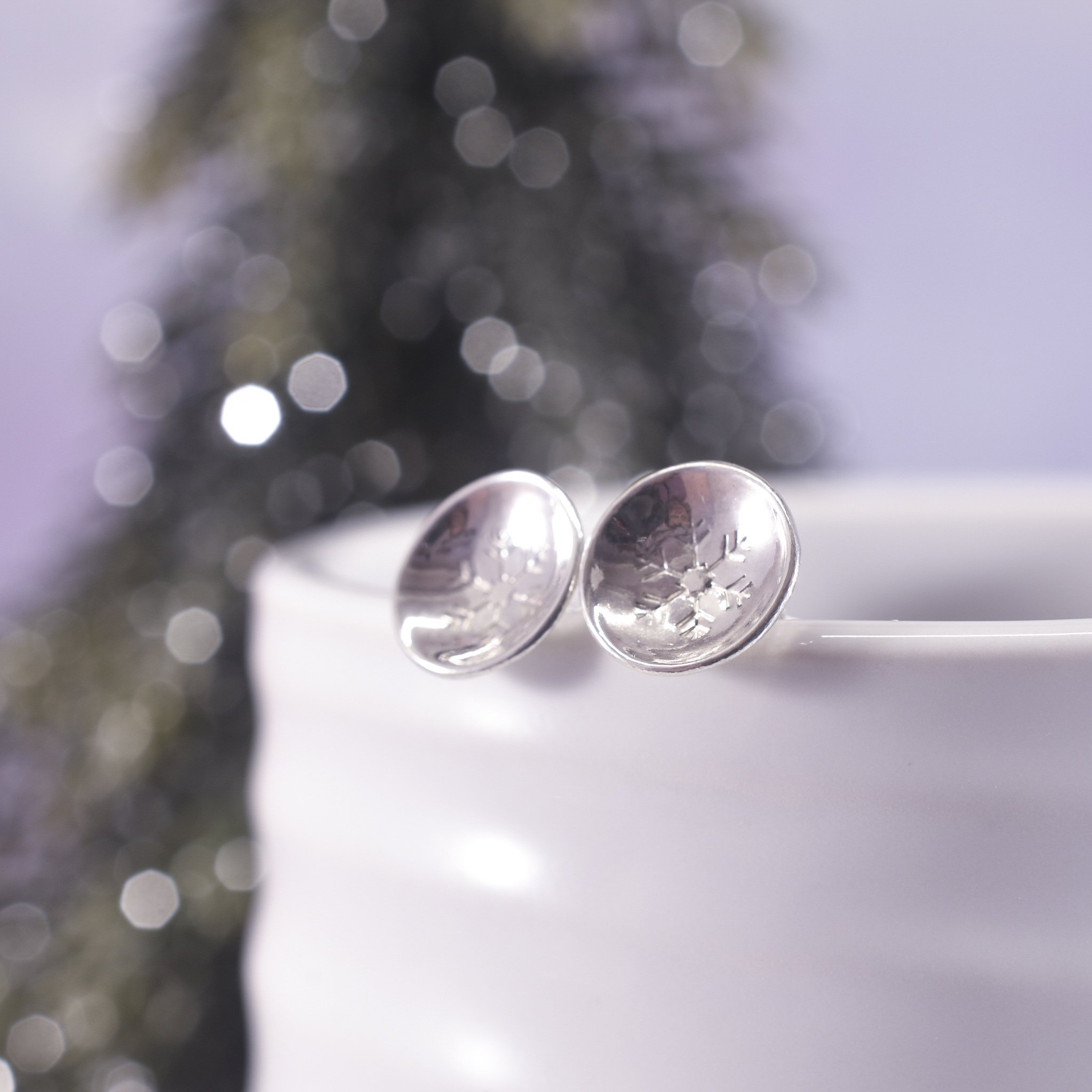 Handmade Sterling Silver Snowflake Stud Earrings
