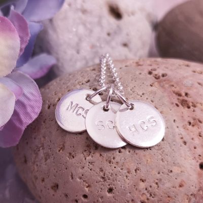 Handmade Sterling Silver Personalised Mini Disc Necklace - initial pendant