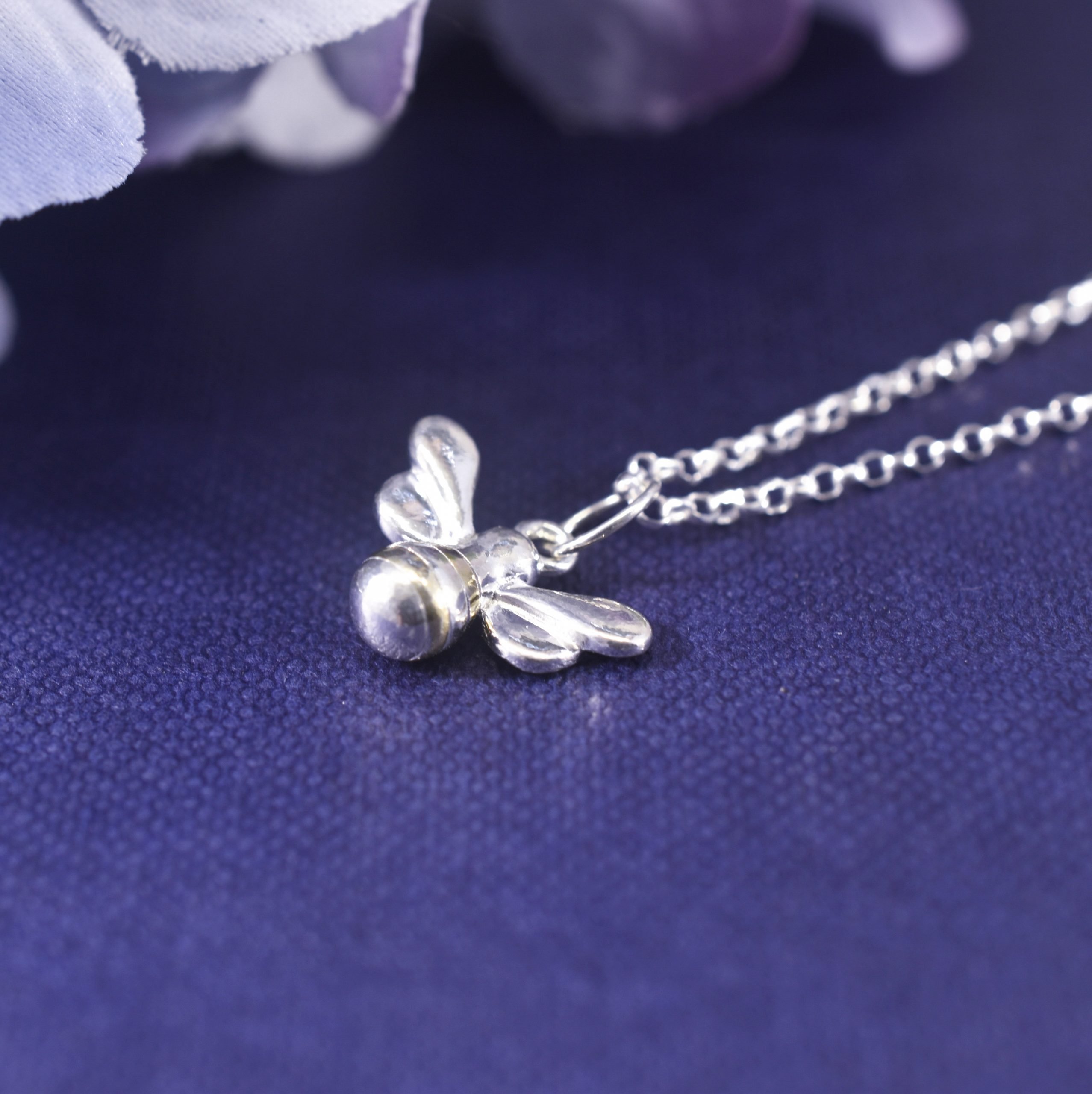 Handmade Sterling Silver & Gold Bumble Bee Necklace